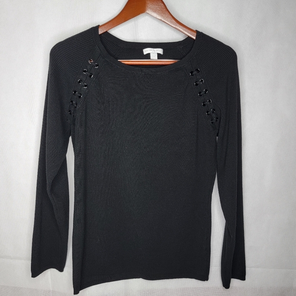 New York & Company | Sweaters | New York Co Sweater Black Ribbed Lace ...